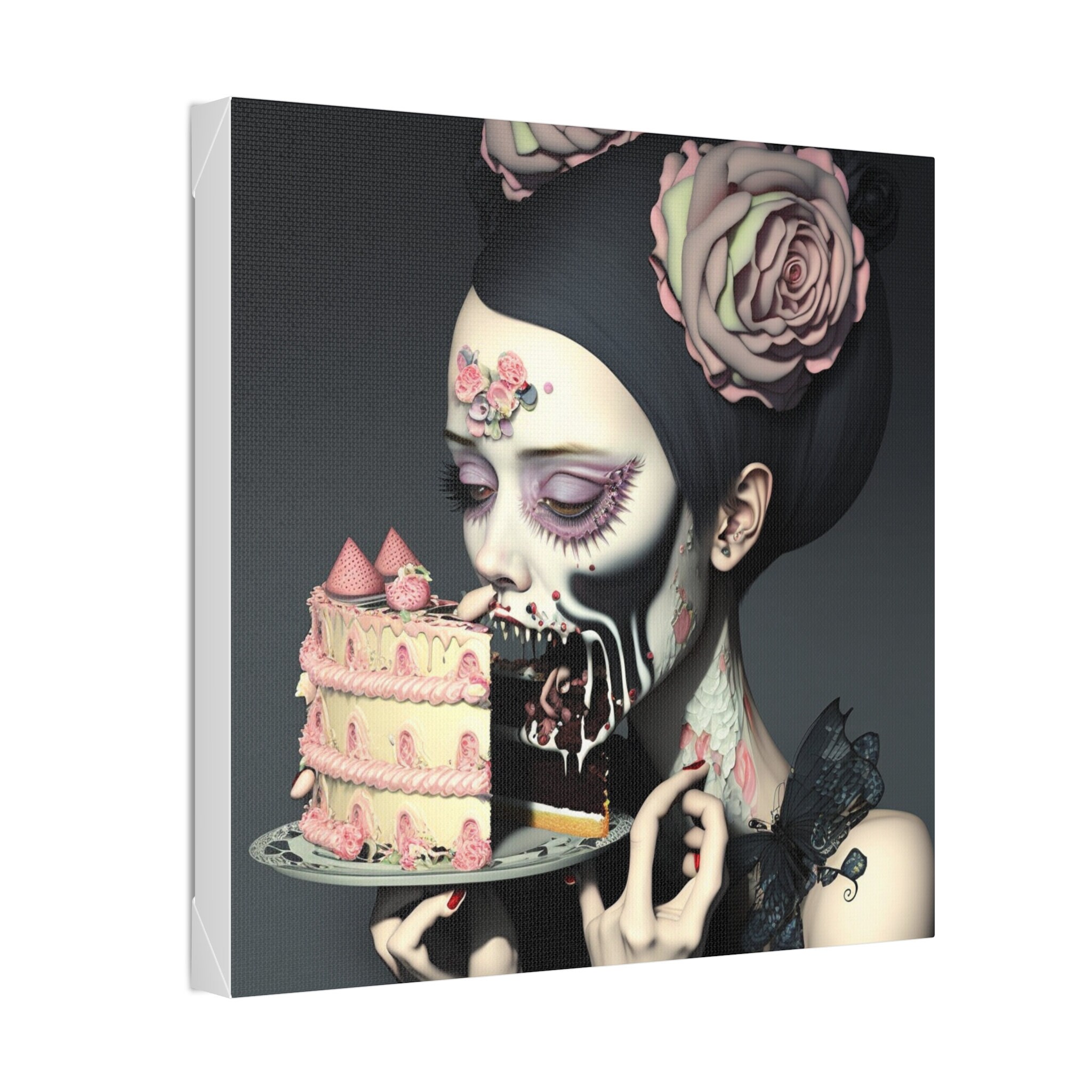 Vampire Girl Eating Cake, Pastel Goth Art Print, Vampire Goth Doll Cake ...