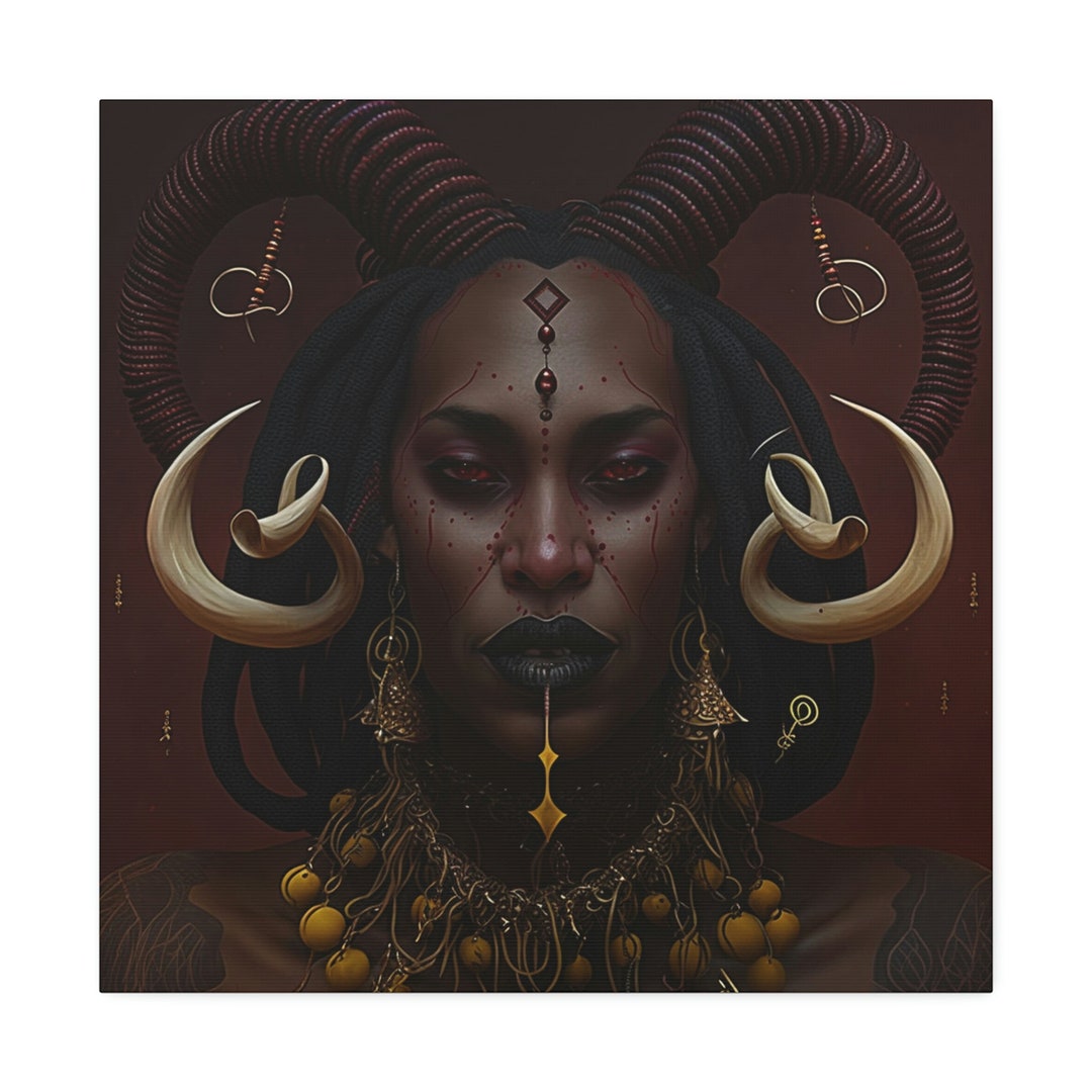 Devil Horns Demon Girl Horror Art Print Pagan Decor Witchy - Etsy