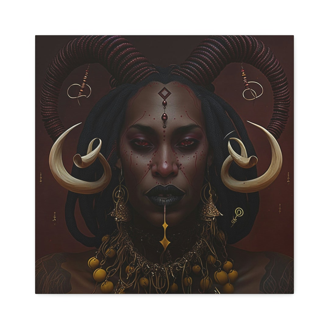 Devil Horns Demon Girl, Horror Art Print, Pagan Decor, Witchy Gifts ...