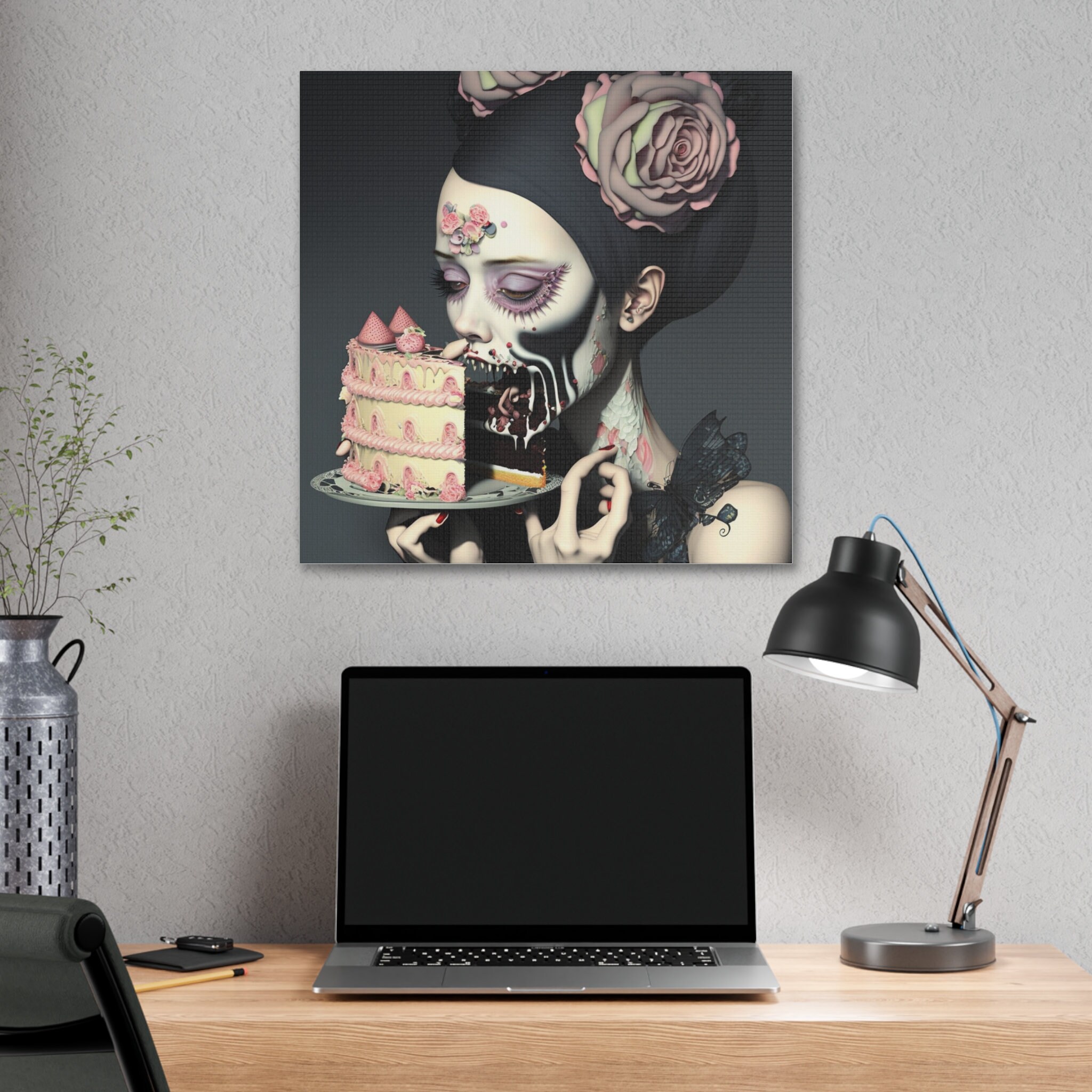 Vampire Girl Eating Cake, Pastel Goth Art Print, Vampire Goth Doll Cake ...