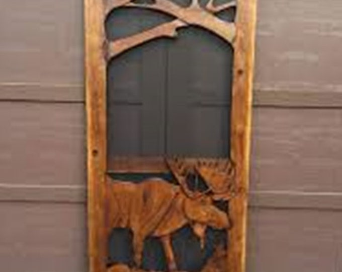 Moose Screen Door, Moose Pine Screen Door, Moose Frolicking Screen Door ...