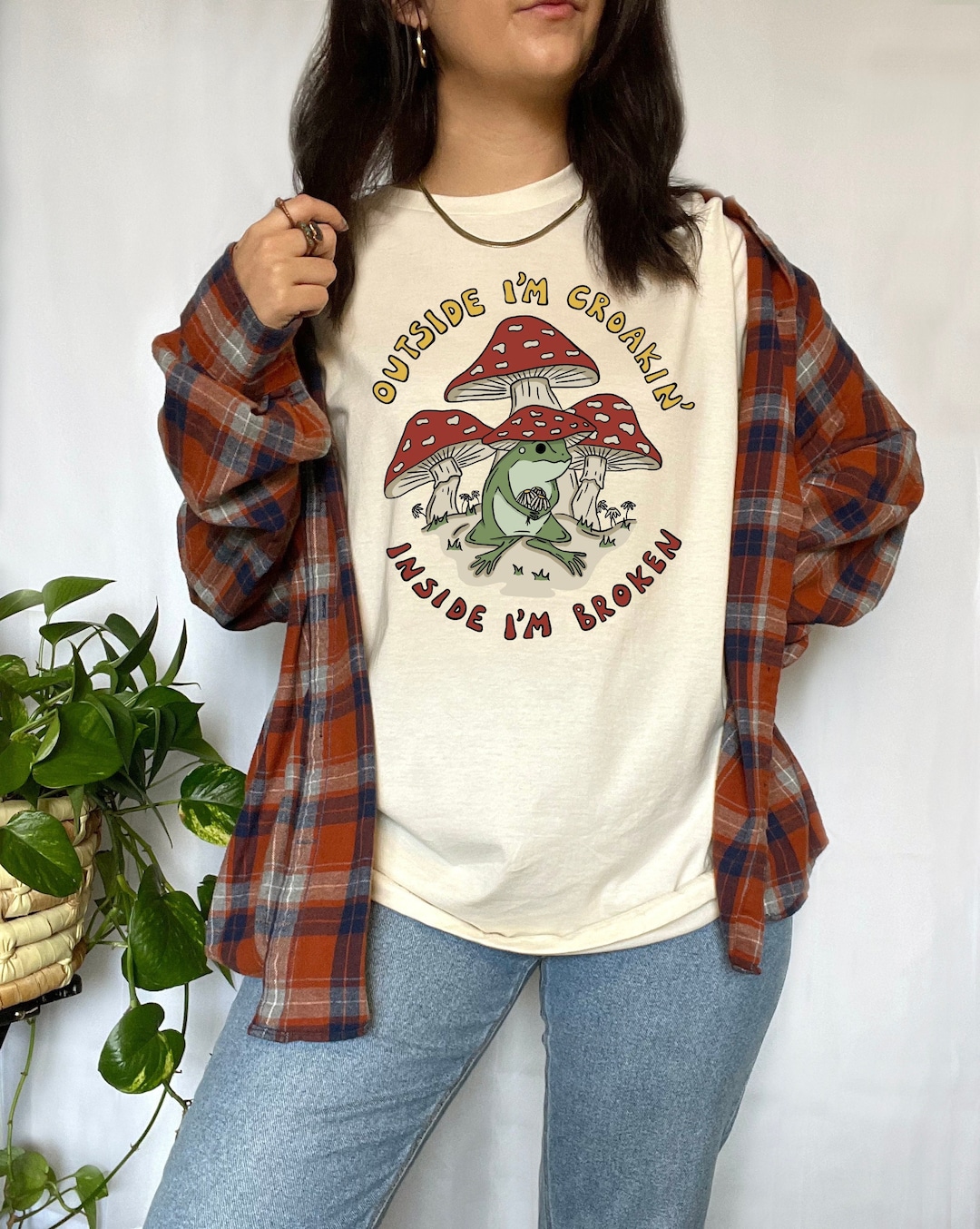 Outside I'm Croakin Inside I'm Broken Frog Shirt, Frog T Shirt, Frog ...