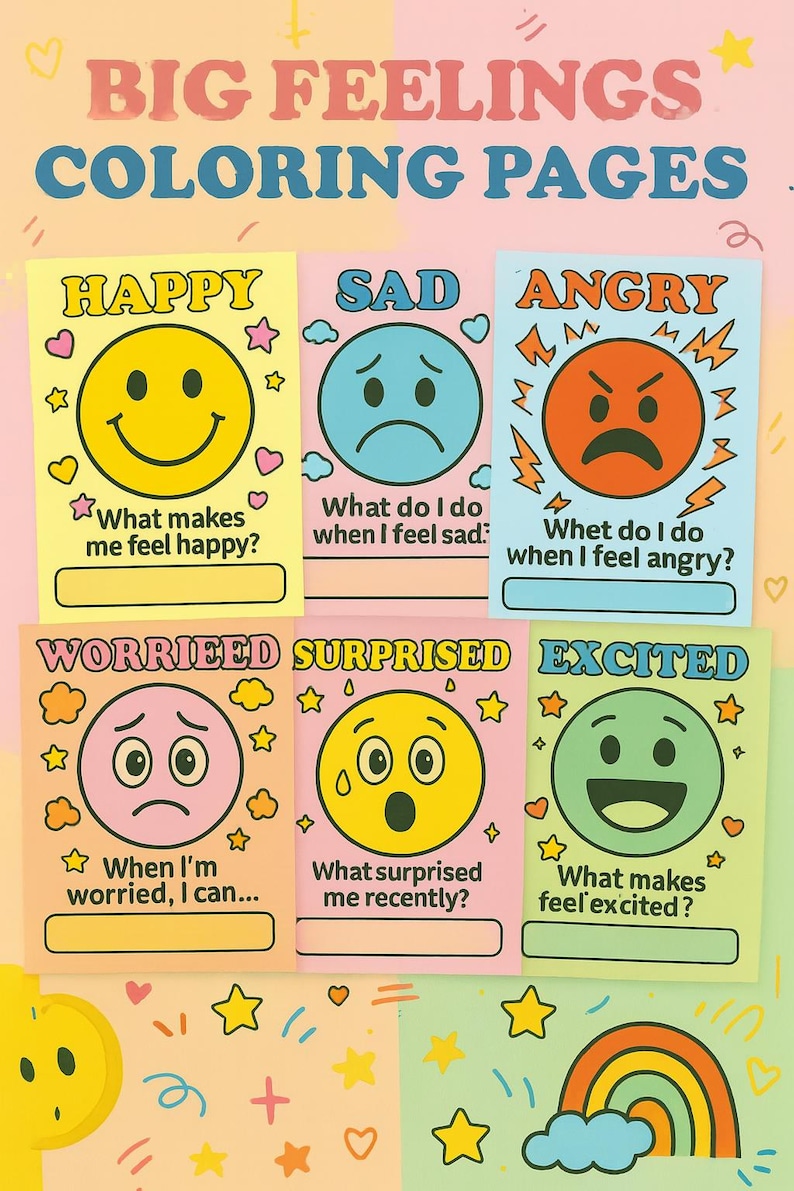 Big Feelings Coloring Pages for Kids – Emotional Regulation Activity ...