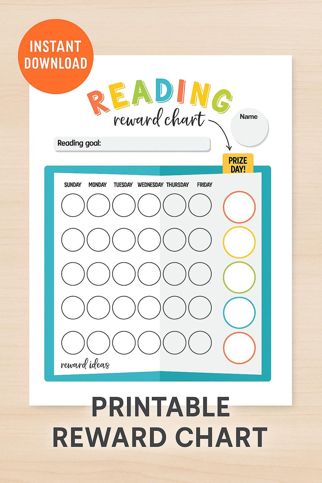 Printable Reading Reward Chart for Kids: Homeschool Classroom Tracker ...