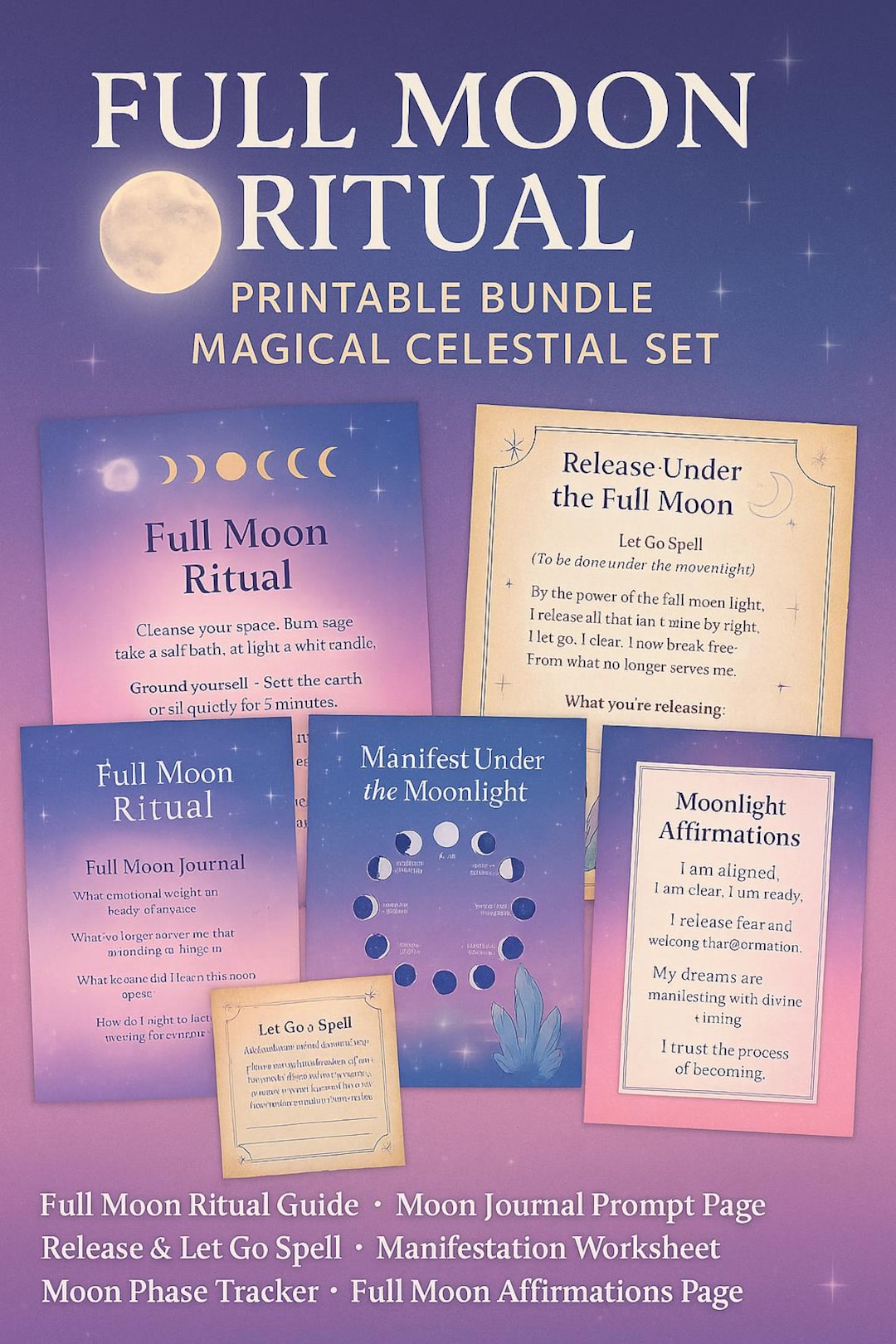 Full Moon Ritual Kit: Celestial Printable Bundle (PDF Download - Etsy