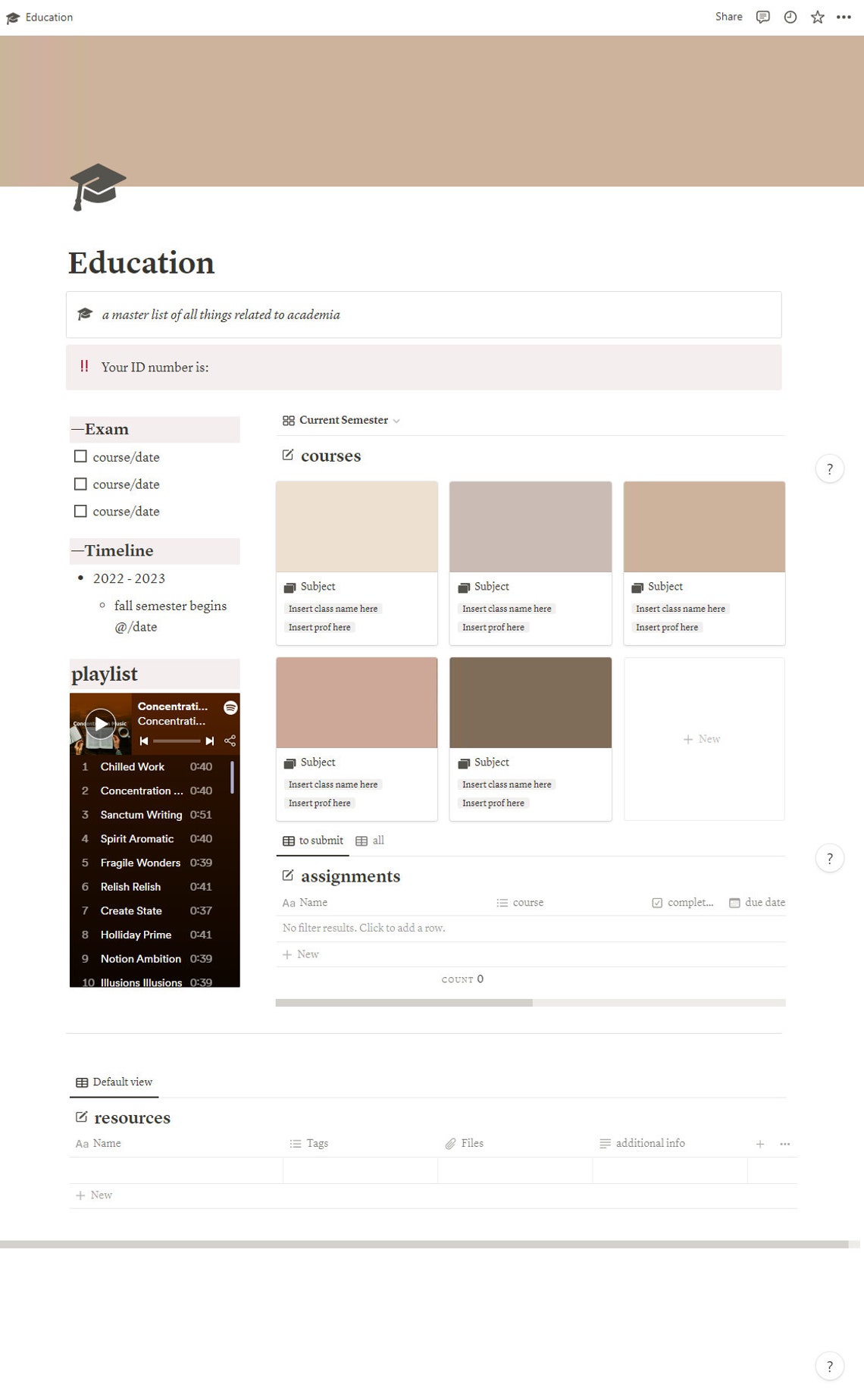 Notion Template Student Planner | Education Planner School Planner for ...