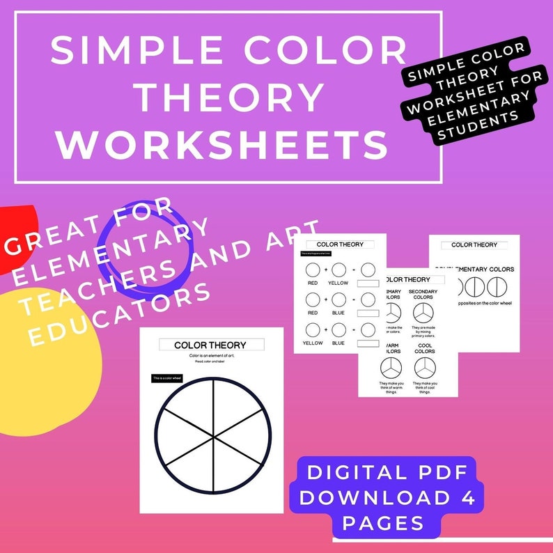 Basic Color Theory Worksheet | Art Worksheet | Color Theory Packet ...