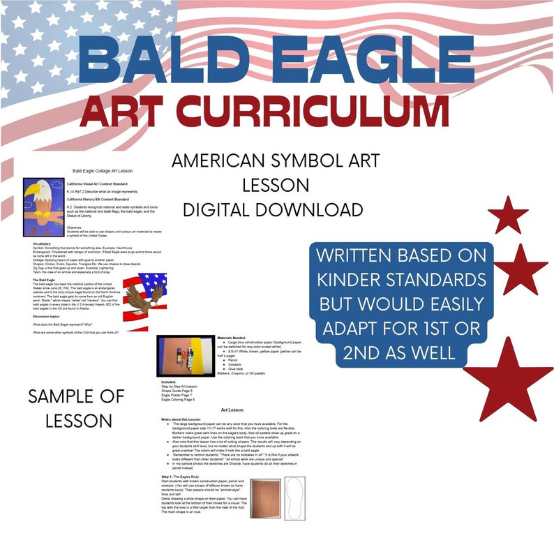 Bald Eagle Art Curriculum | American Symbols Art Lesson | Kindergarten ...