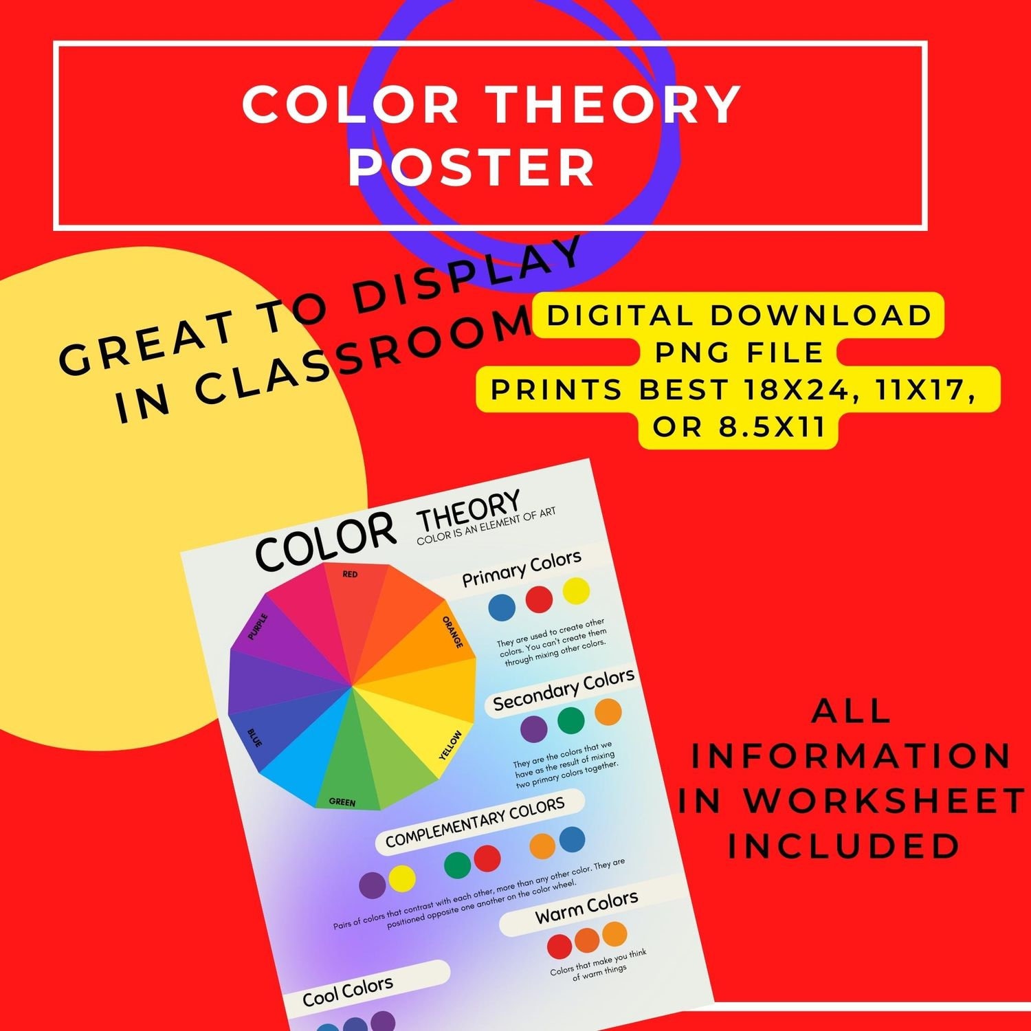 Basic Color Theory Worksheet | Art Worksheet | Color Theory Poster ...