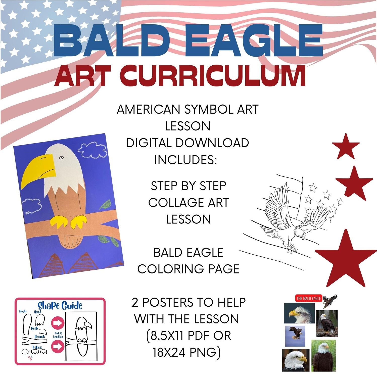 Bald Eagle Art Curriculum | American Symbols Art Lesson | Kindergarten ...
