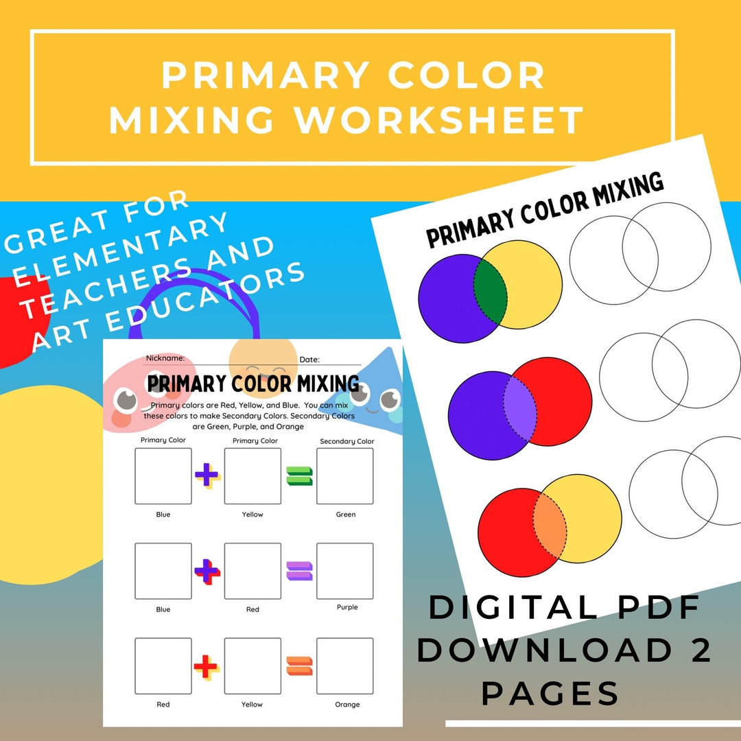 Primary Color Mixing Worksheet | Art Worksheet | Primary Secondary ...