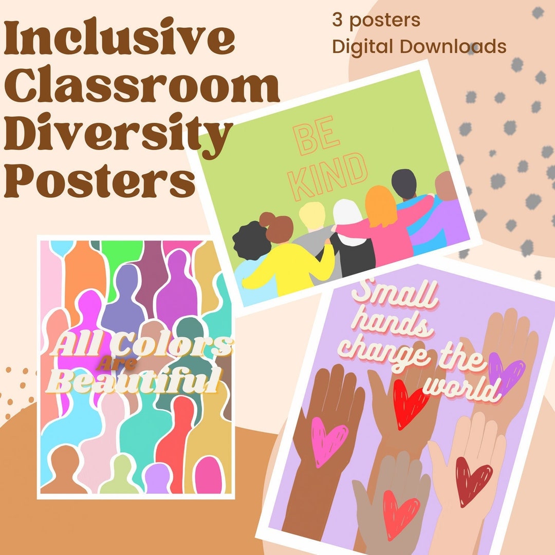 Inclusive Classroom Art, Set of 3, Diversity Poster, Human Equality Art ...