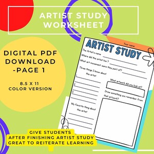 Artist Study Worksheet | Art History Worksheet | Artist Research ...