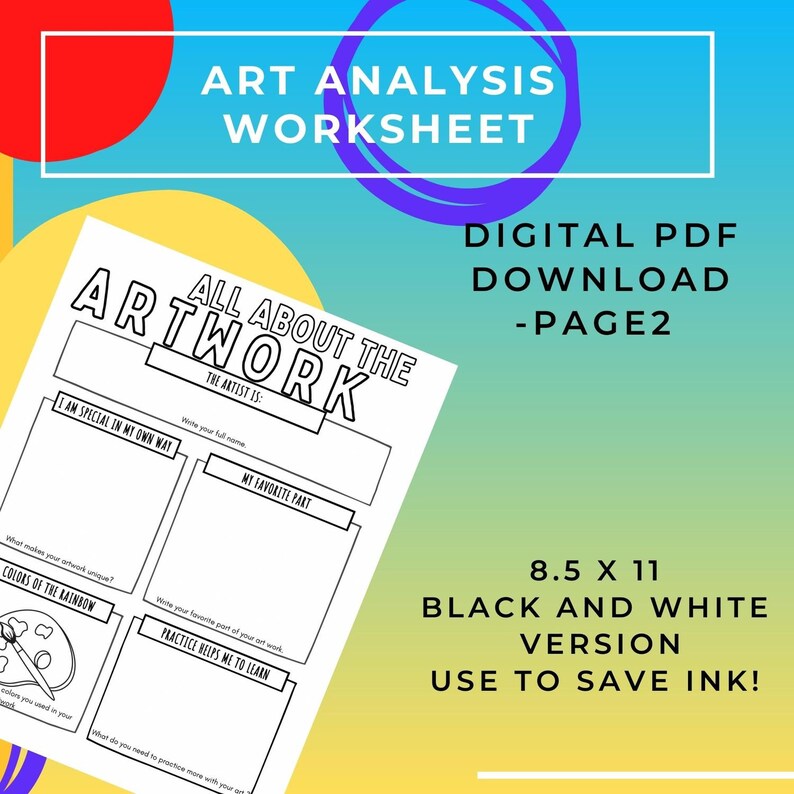 All About the Artwork Worksheet | Art Analysis Worksheet | Art Critique ...