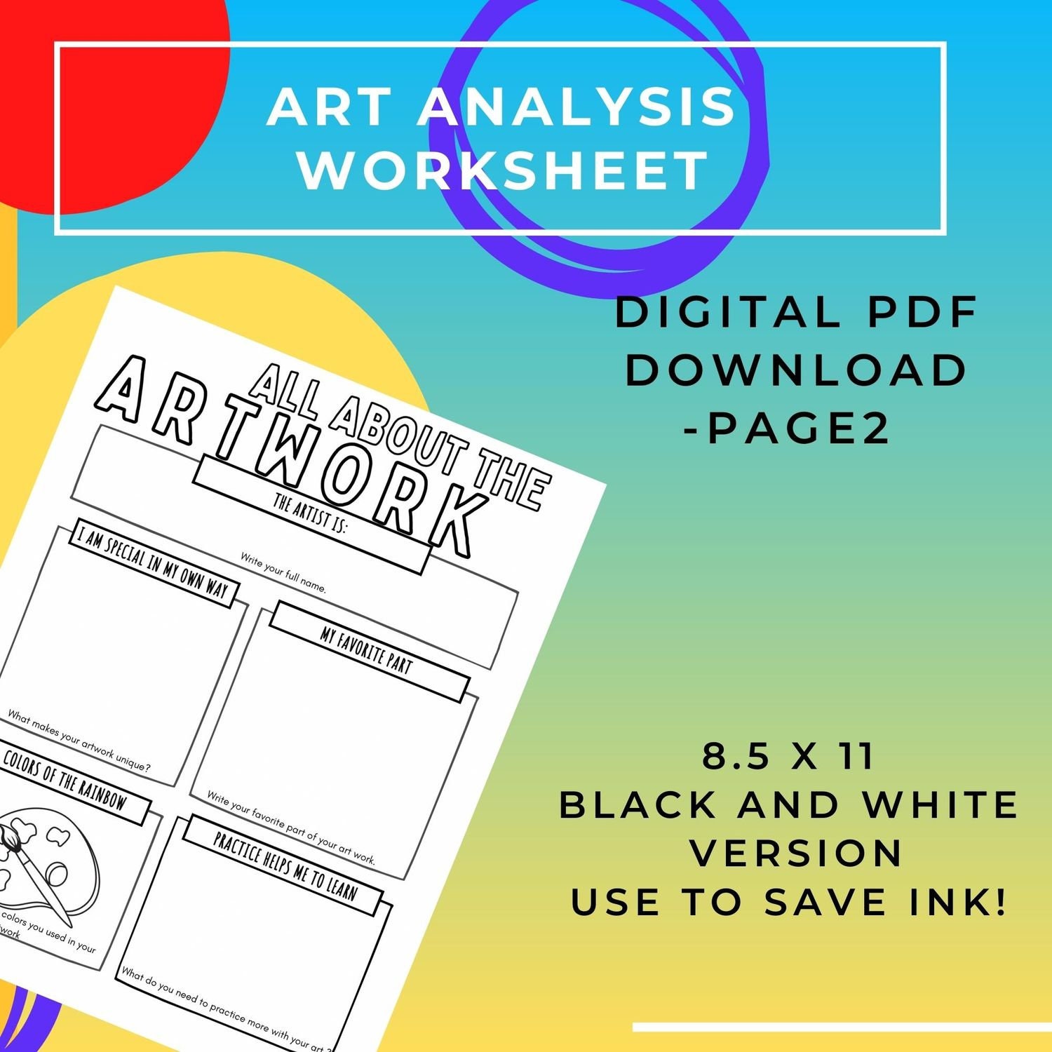 All About the Artwork Worksheet | Art Analysis Worksheet | Art Critique ...
