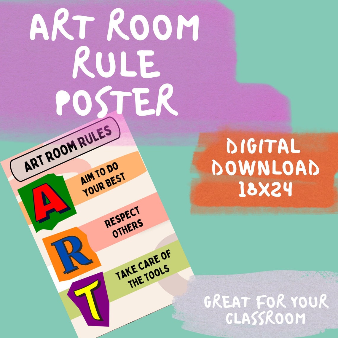 Art Room Rules Poster | Art Classroom Posters | Art Classroom Poster ...