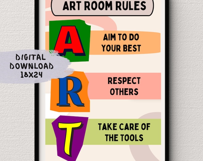 Art Room Rules Poster | Art Classroom Posters | Art Classroom Poster ...