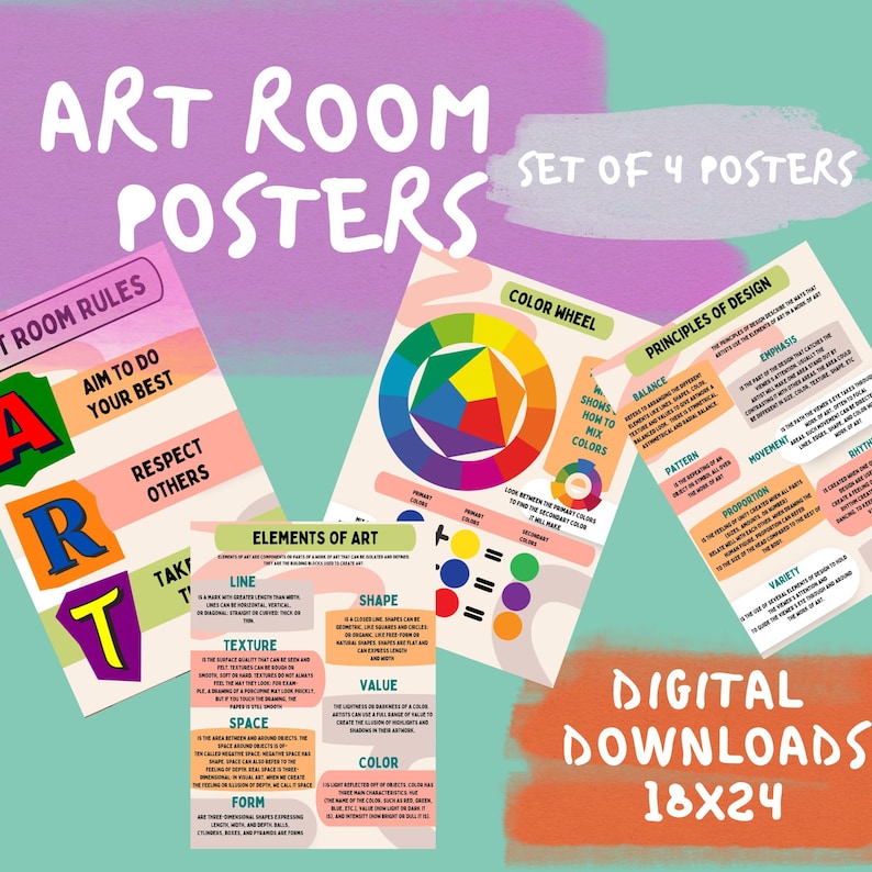 Art Classroom Posters | Set of 4 | Color Theory |classroom Decor ...