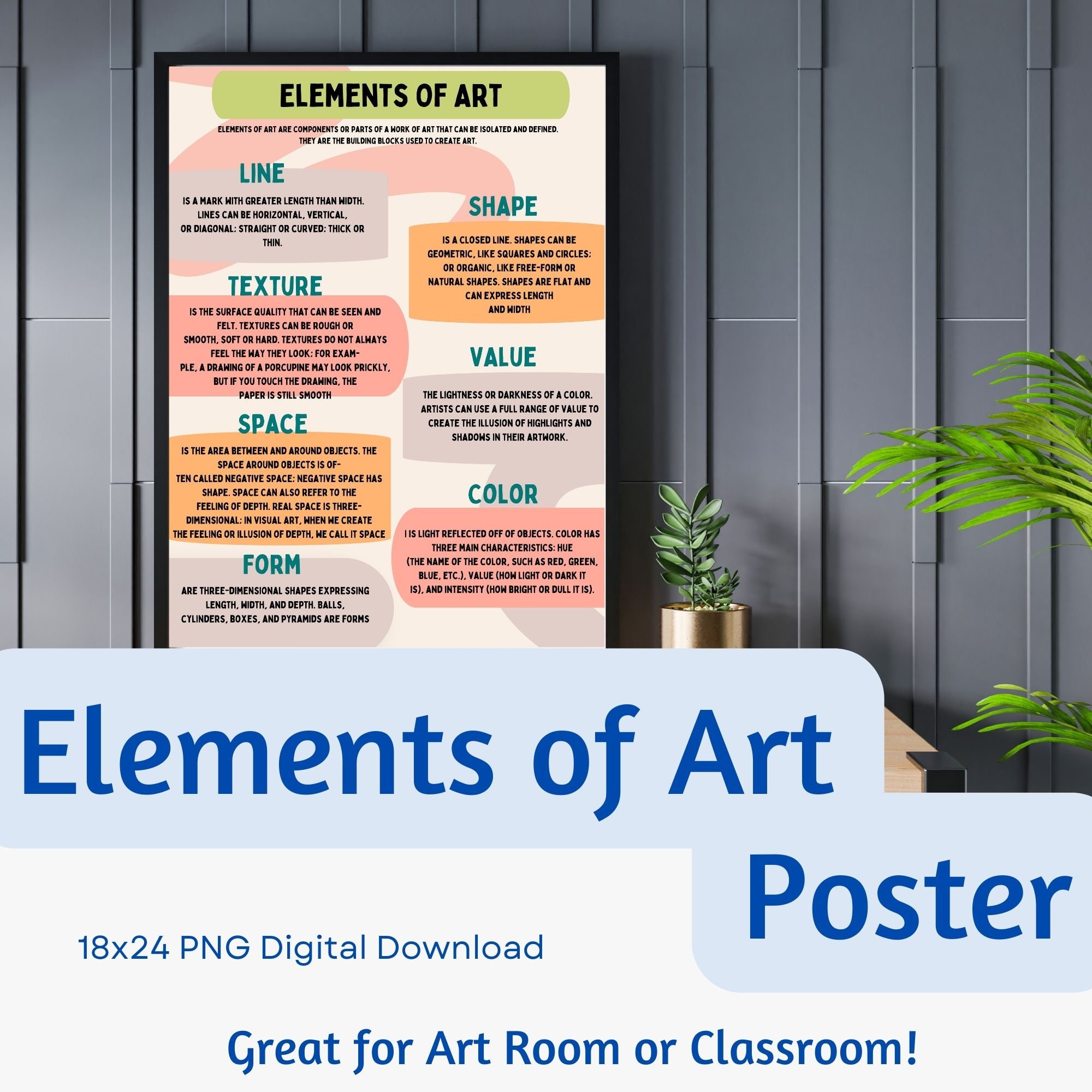 Elements of Art Poster | Art Classroom Wall Decor | Art Teacher ...