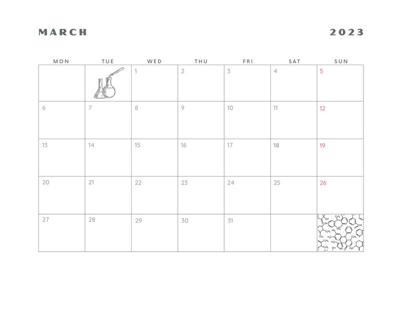Chemistry 2023 Calendar - Etsy