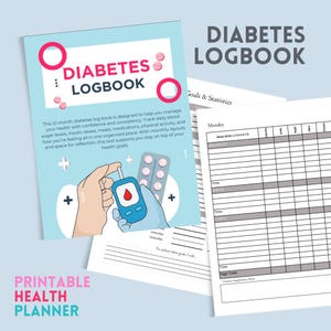 12-month Diabetes Log Book | Printable Blood Sugar Tracker | Daily ...