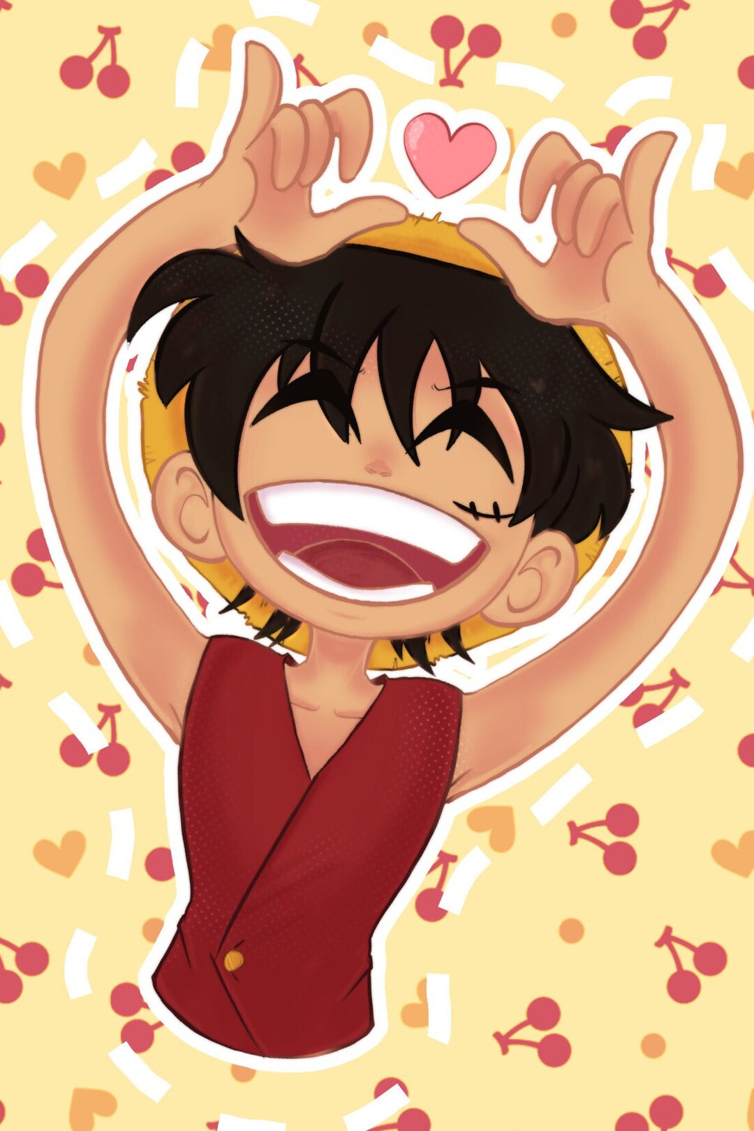 Monkey D Luffy Holo Heart Charm - Etsy