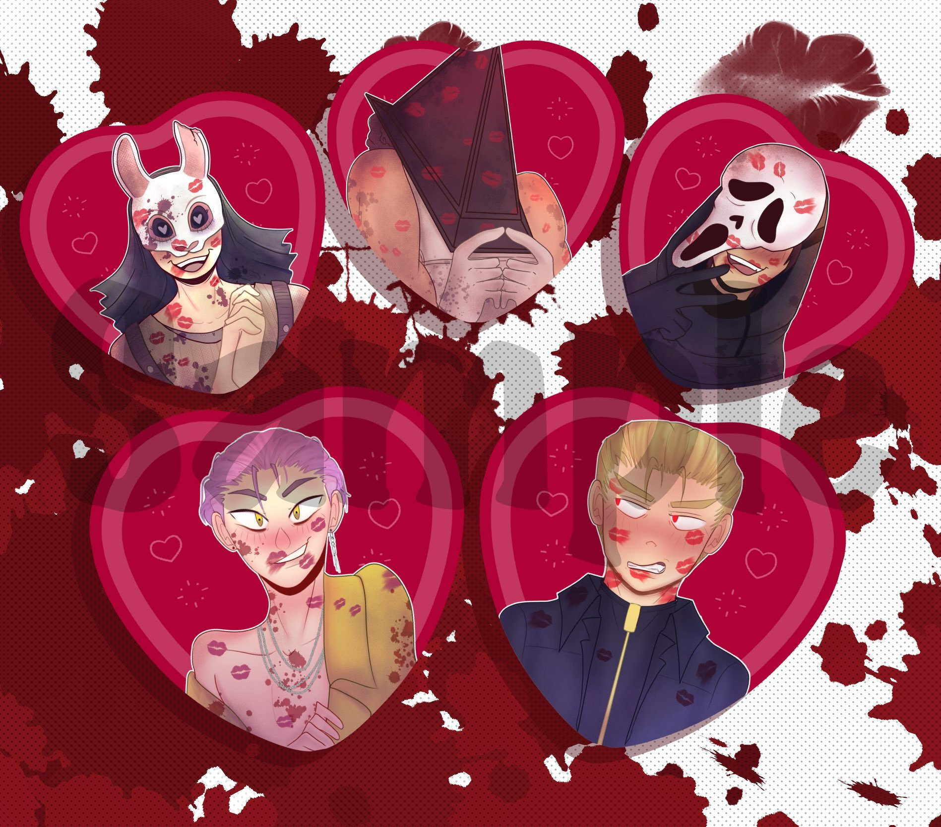 Kiss A Killer DBD Heart Buttons - Etsy