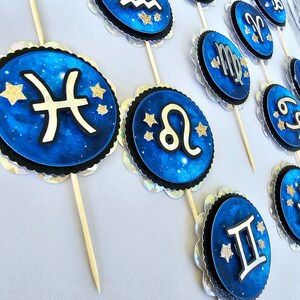 Zodiac Sign Cupcake Toppers: Set of 12 Celestial Birthday Party ...
