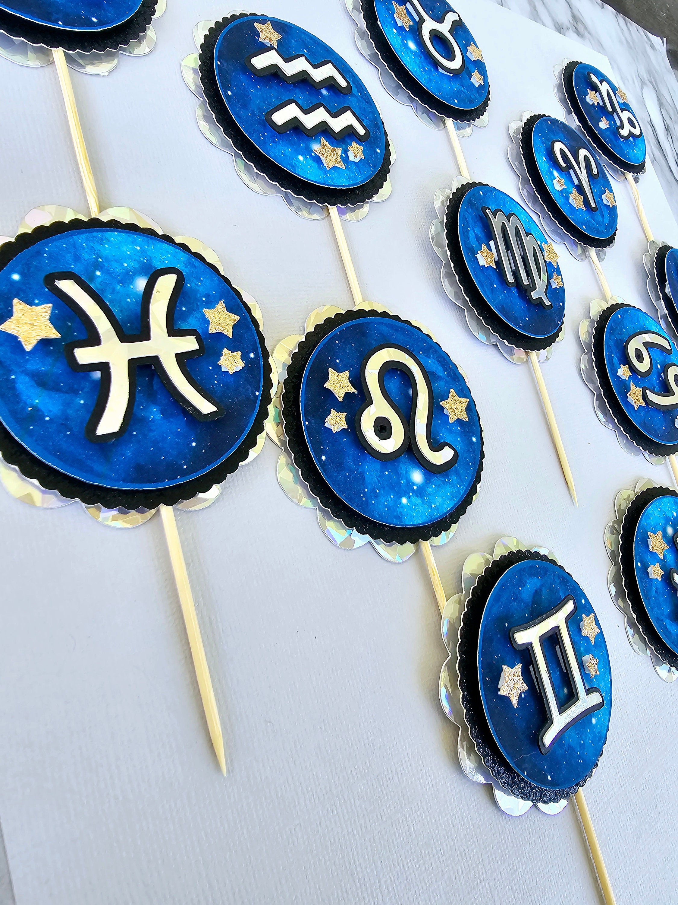 Zodiac Sign Cupcake Toppers Set of 12 Constellation Toppers Horoscope ...