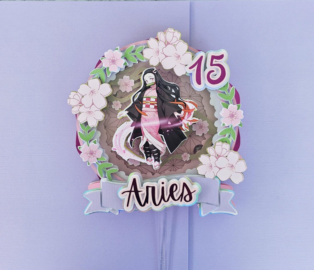 Demon Slayer Cake Topper | Nezuko Cake Topper | Anime Themed | LED ...