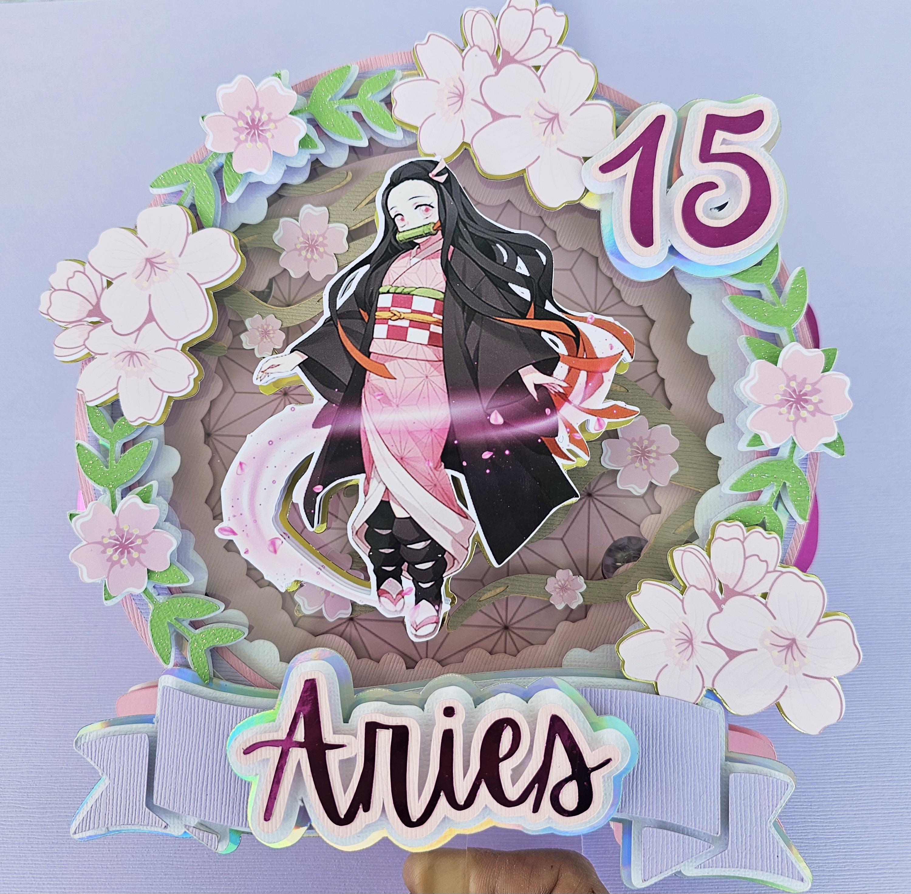 Demon Slayer Cake Topper | Nezuko Cake Topper | Anime Themed | LED ...