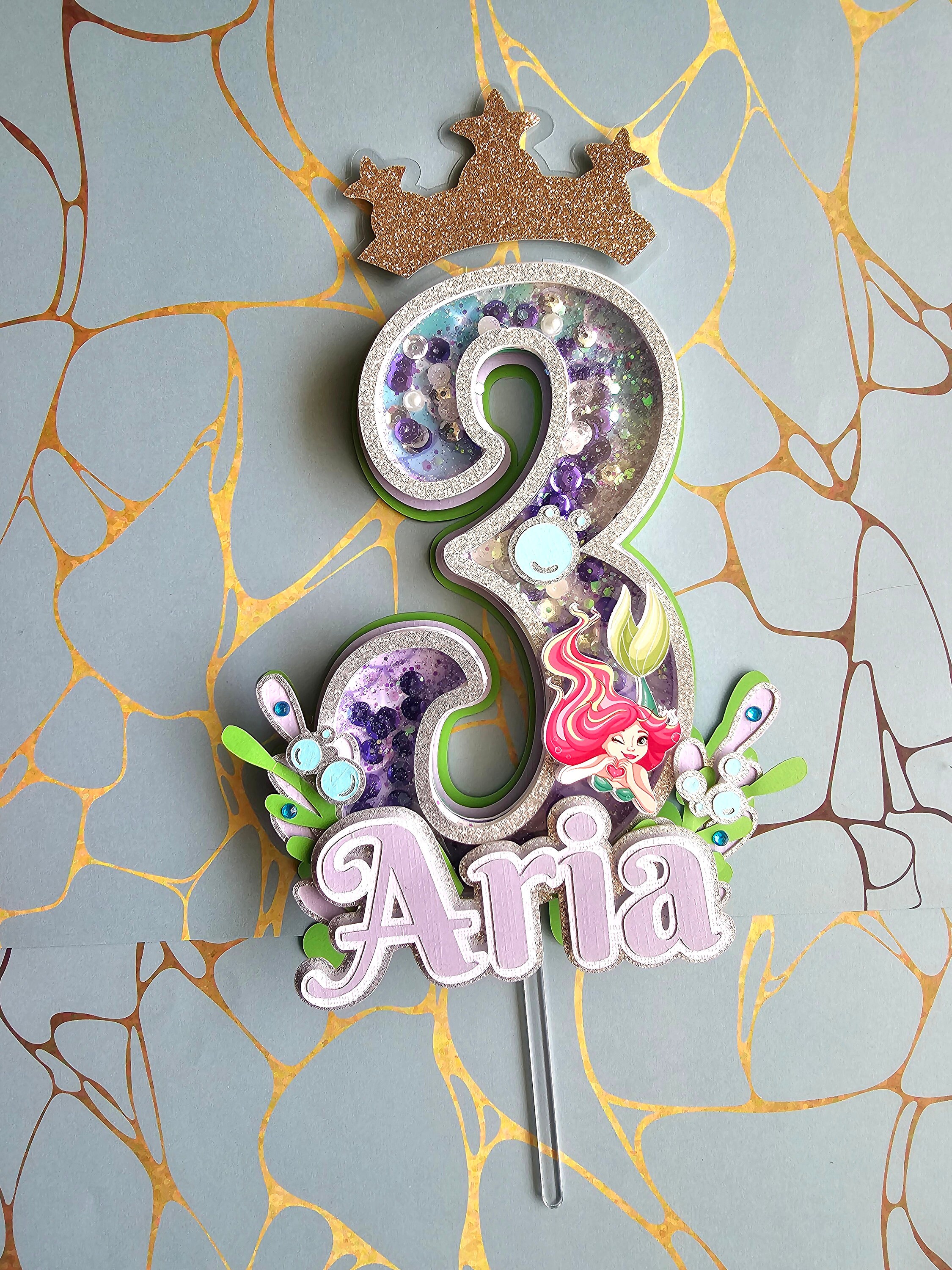 Mermaid Cake Topper Number Cake Topper Under the Sea Shaker Topper ...