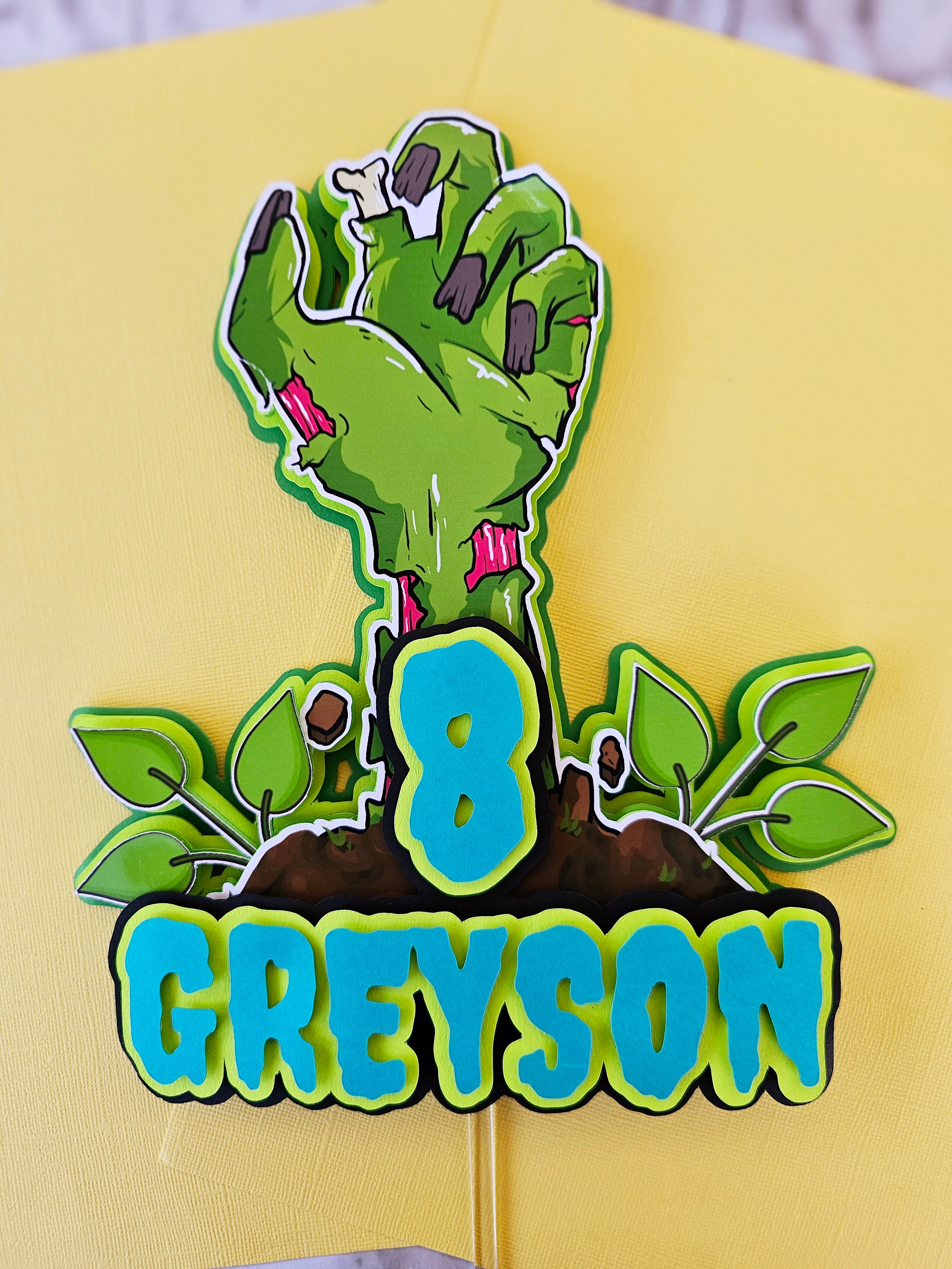 Personalized Zombie Birthday Cake Topper: Ghoulish Hand Party Decor - Etsy