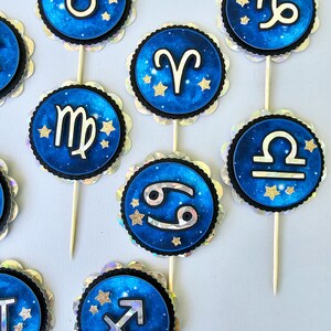 Zodiac Sign Cupcake Toppers: Set of 12 Celestial Birthday Party ...