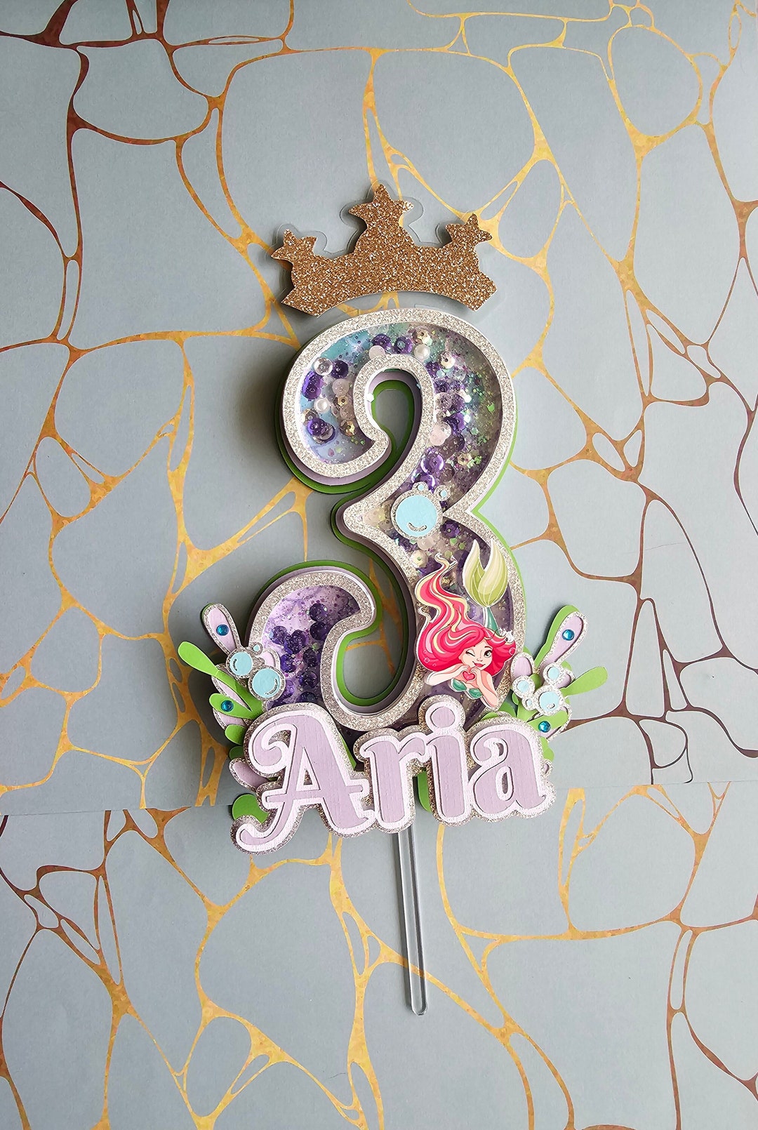 Mermaid Cake Topper | Number Cake Topper | Under the Sea | Shaker ...