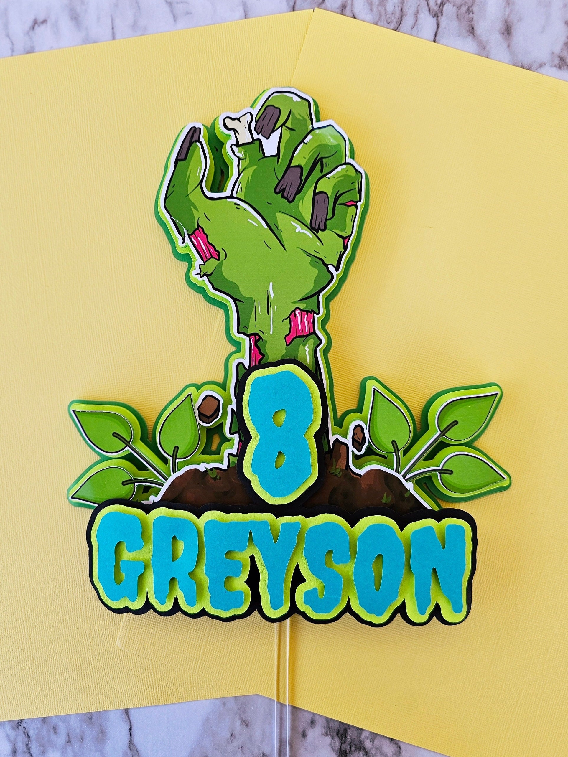 Personalized Zombie Birthday Cake Topper: Ghoulish Hand Party Decor - Etsy