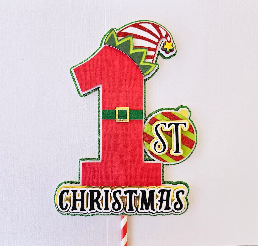 1st Christmas Cake Topper Baby's First Christmas 1st Birthday Christmas ...