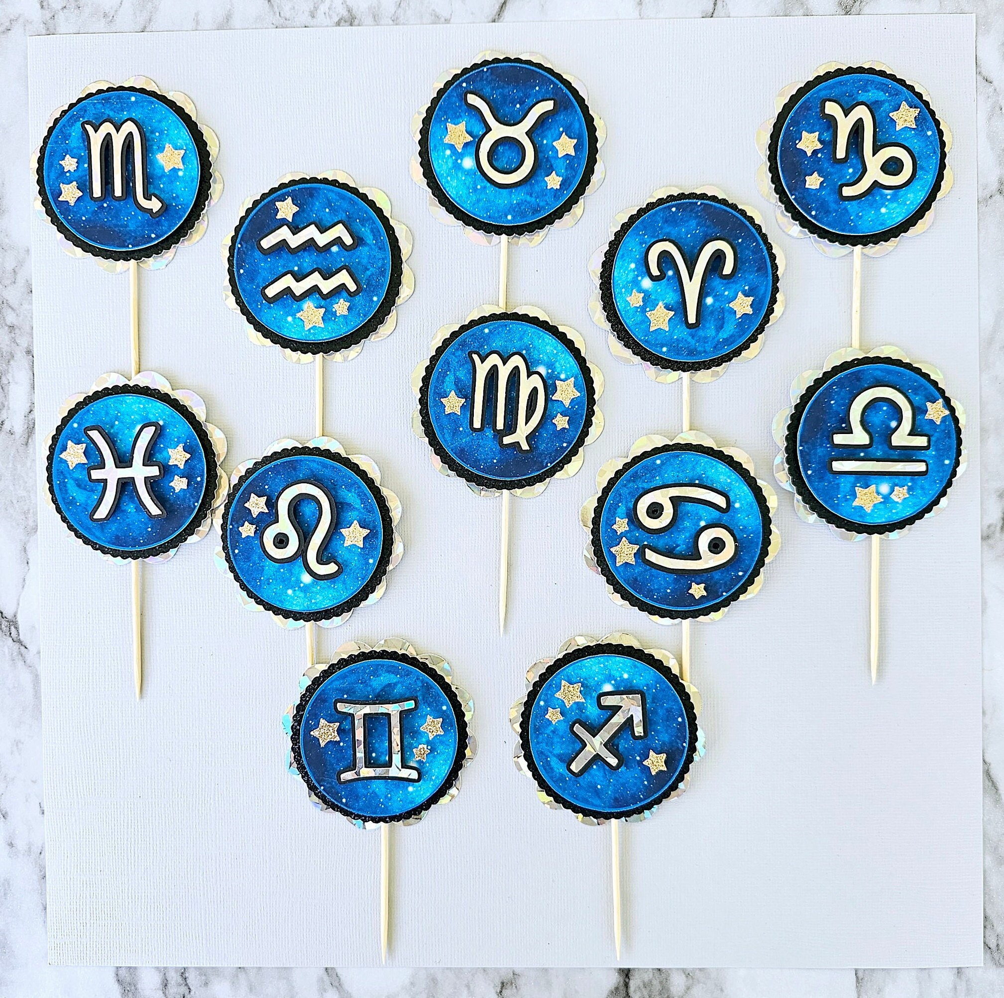 Zodiac Sign Cupcake Toppers Set of 12 Constellation Toppers Horoscope ...
