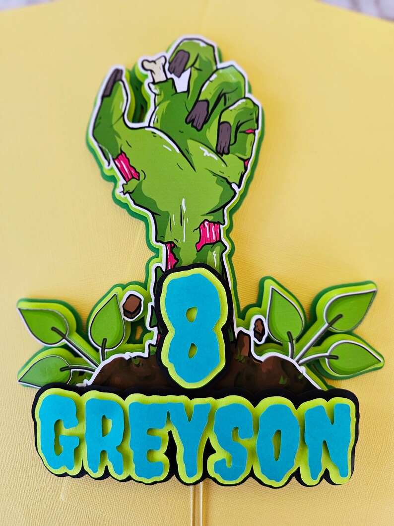 Personalized Zombie Birthday Cake Topper: Ghoulish Hand Party Decor - Etsy