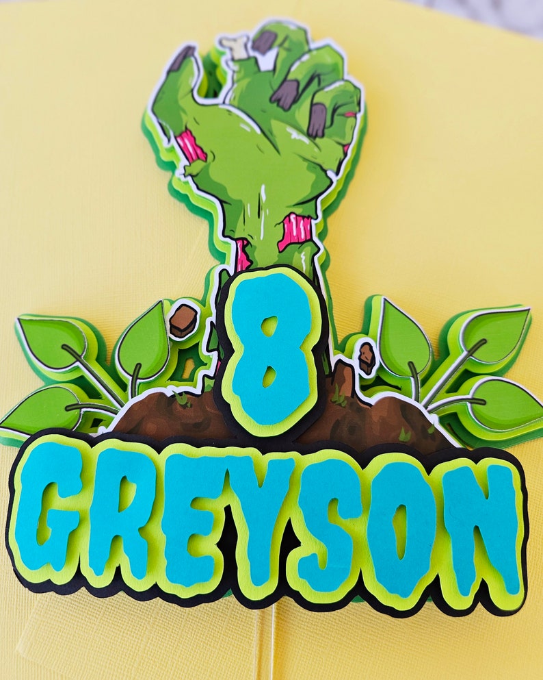 Personalized Zombie Birthday Cake Topper: Ghoulish Hand Party Decor - Etsy