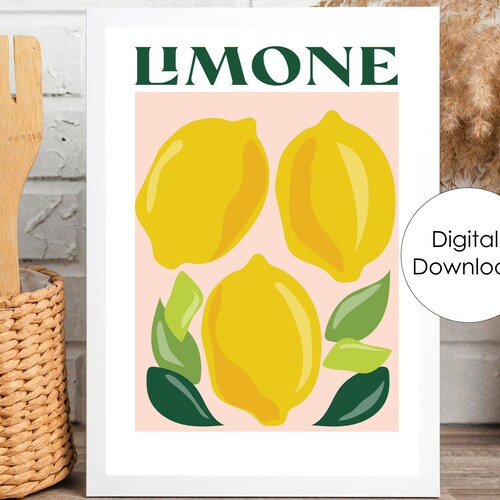 Vintage Lemon Print Lemon Poster Botanical Floral Wall Art - Etsy