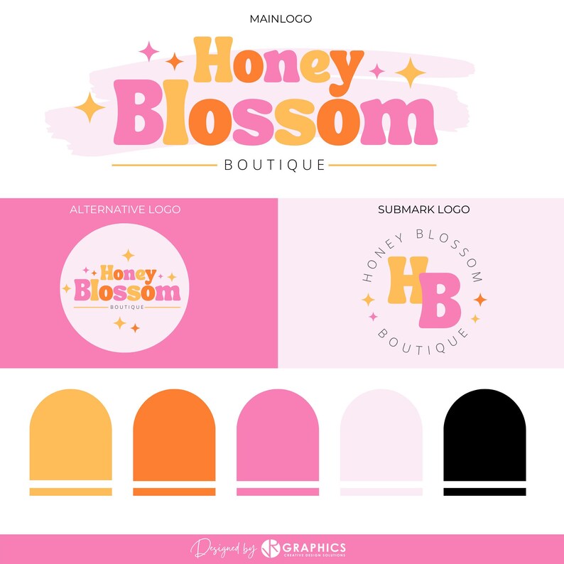 Boho Retro Logo, Small Business, Modern Logos, Boutique Logo, Branding ...