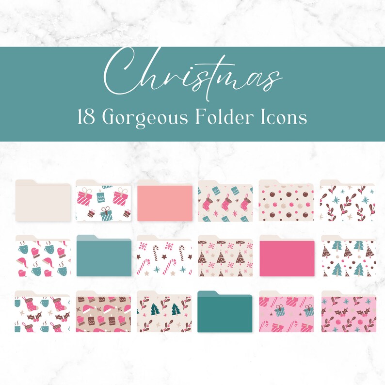 Christmas Folder Icons, Glitter, Bonus Wallpaper (digital Download) - Etsy