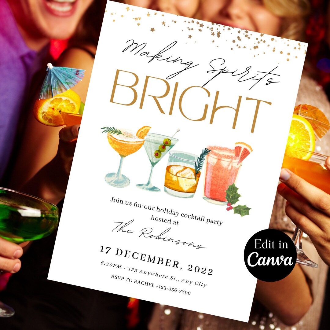 Making Spirits Bright Invite Template, Christmas Party, Instant ...