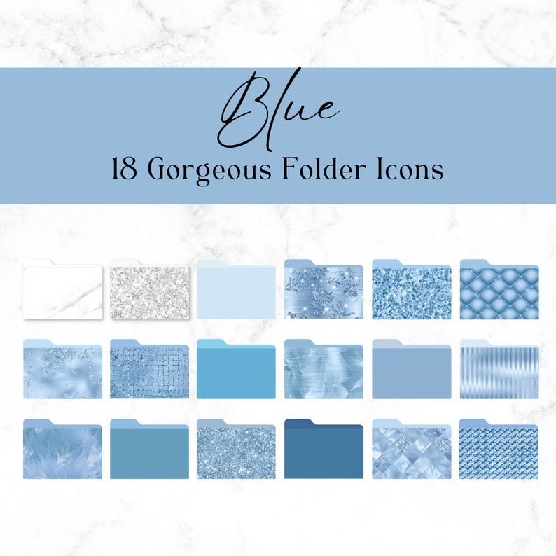 Desktop Folder Icons Blue, Aesthetic MacBook Folders, Glitter Desktop ...