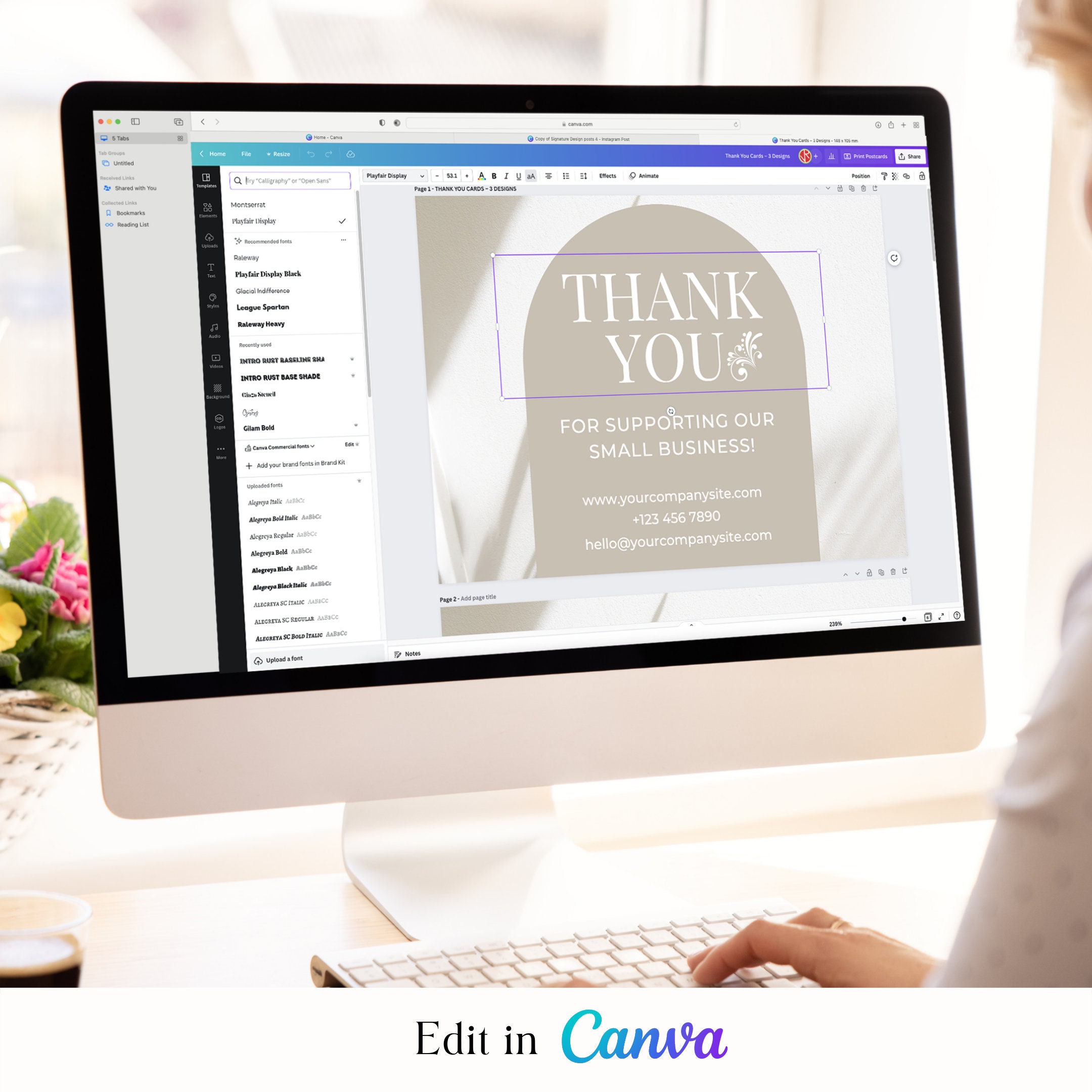 Tarjetas de agradecimiento imprimibles negocios - Etsy México