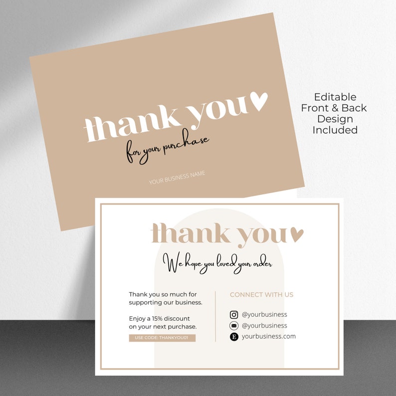 Tarjetas de agradecimiento imprimibles en oro negocios - Etsy México