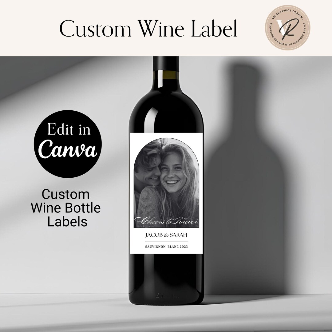 Personalized Wedding Wine Label Template: Elegant DIY Design (digital ...