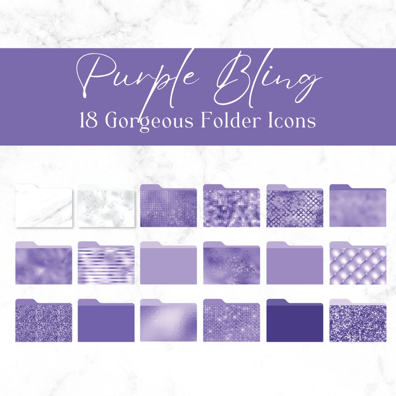 Desktop Icons PURPLE, Aesthetic MacBook Folders, Glitter Desktop Icons ...
