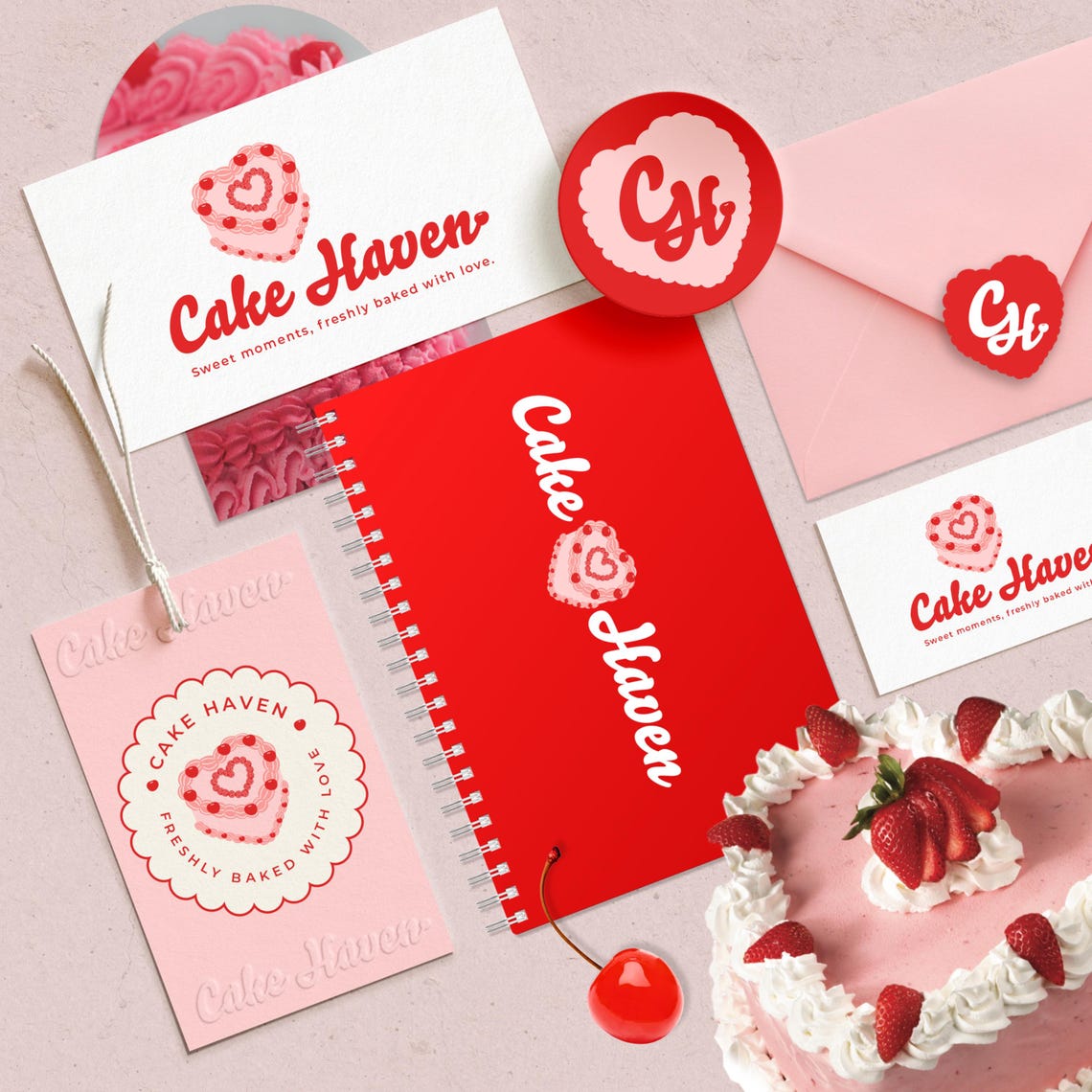 Pink Cake Logo, Vintage Cake Logo, Bakery Logo, Retro Logo Design ...